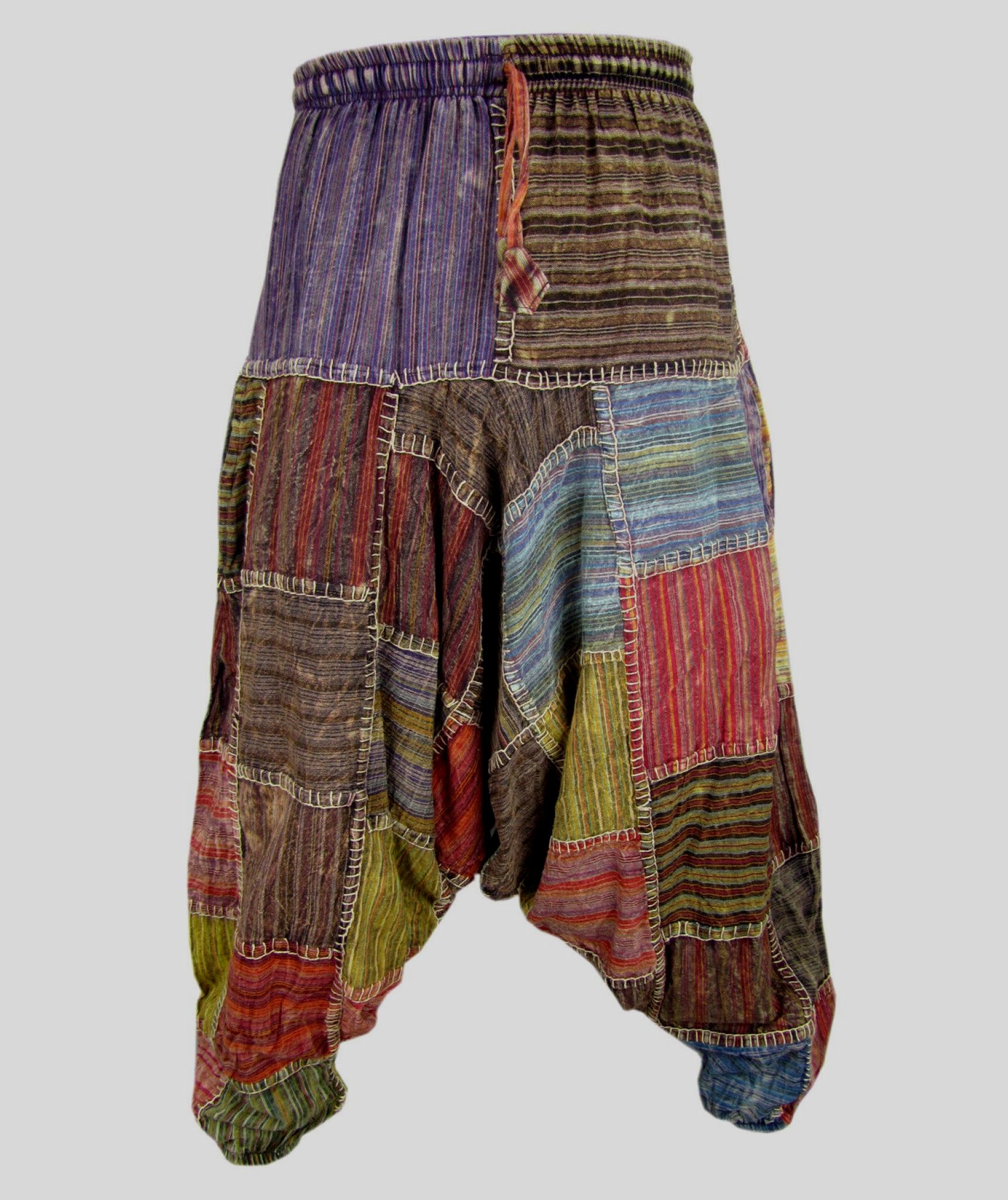 Thin Stitch Patchwork Harem Pants-Gheri